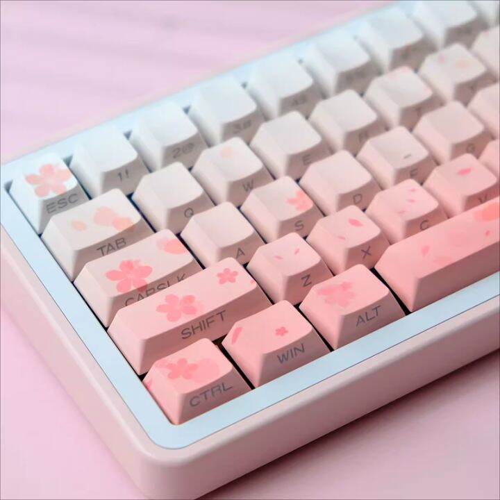 【Keycap Only】Gradient Pink Sakura Keycap Top Side engraving Cherry ...