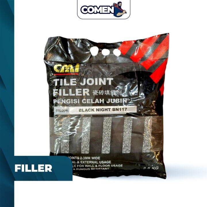 CMI Tile Joint Filler Black Night BN117 3.5KG Colour Tile Grout Mosaic ...