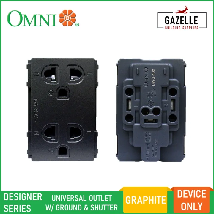 Omni Designer Series Duplex Universal Outlet w/ Ground Graphite DWU ...