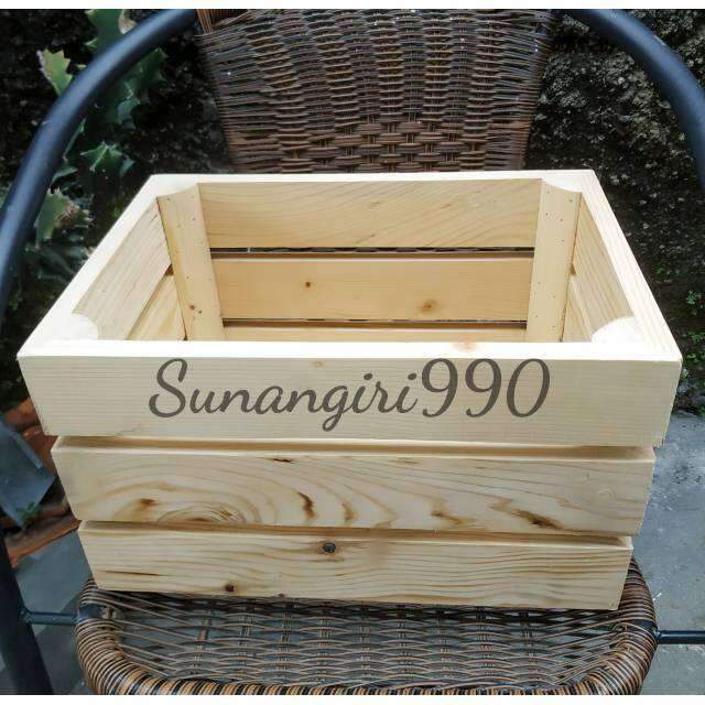 WOODEN CRATE 35X25X20 WOOD BOX PETI KAYU KOTAK KAYU DEKORASI RUSTIC ...