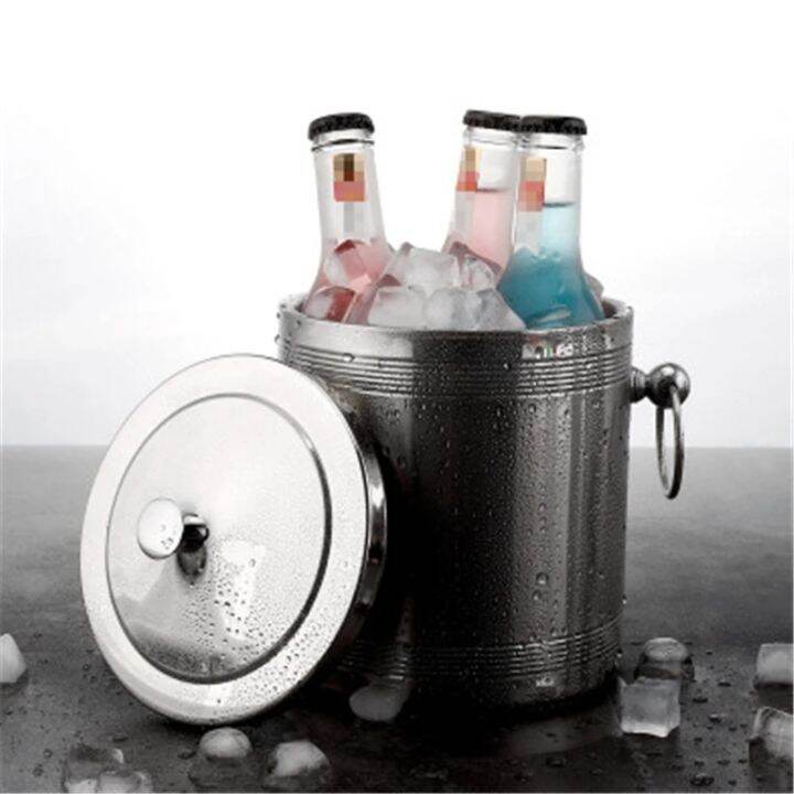 Ice Bucket Double Wall insulation With Lid Stainless - Tempat Es Batu ...