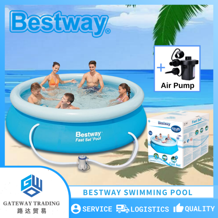 BESTWAY Round Above Ground Swimming Playing Pool Inflatable Circle Pool ...
