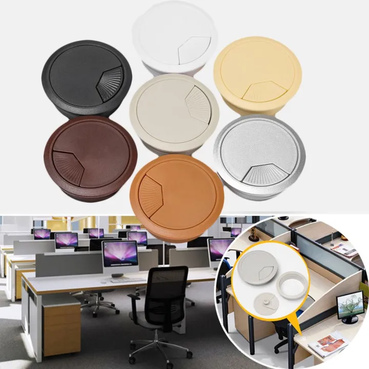 1 x Cable Hole Cover 60/80mm Desk Table Plastic Cable Hole Cover PC ...