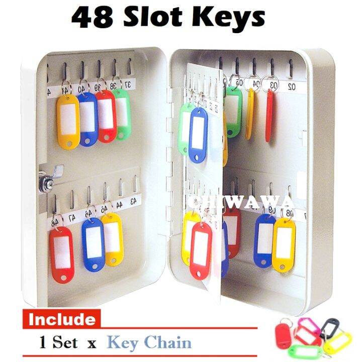 20 / 48 / 105 Keys Slot Lockable Metal Key Box Wall Mount Safe Storage ...