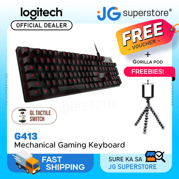 Logitech G413 Carbon Mechanical Backlit Gaming Keyboard with USB, Romer ...