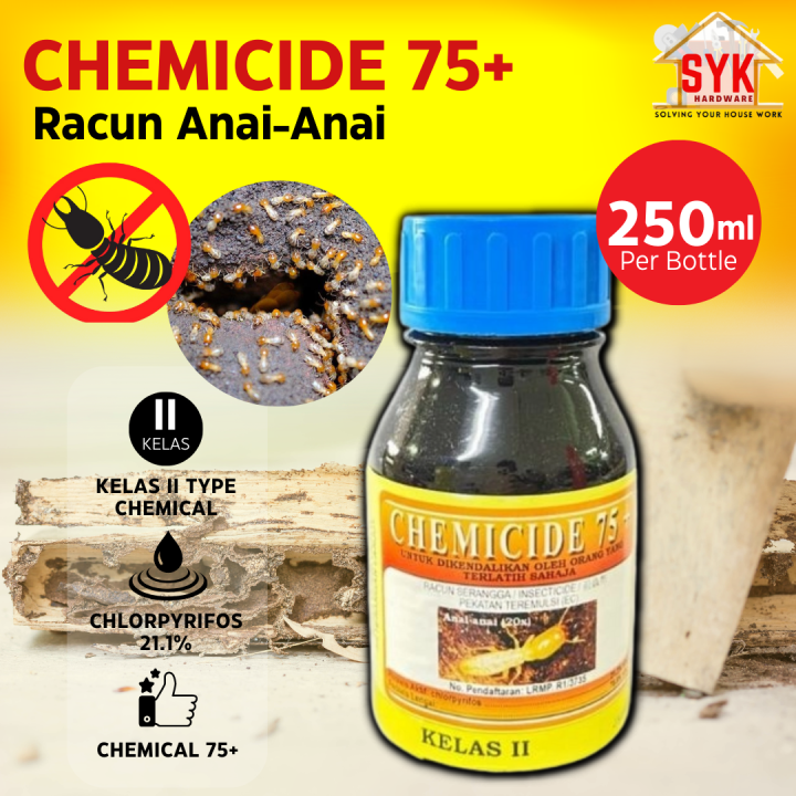 SYK CHEMICIDE 75+ 250ml Termite Killer Poison Liquid Home Garden Pest ...