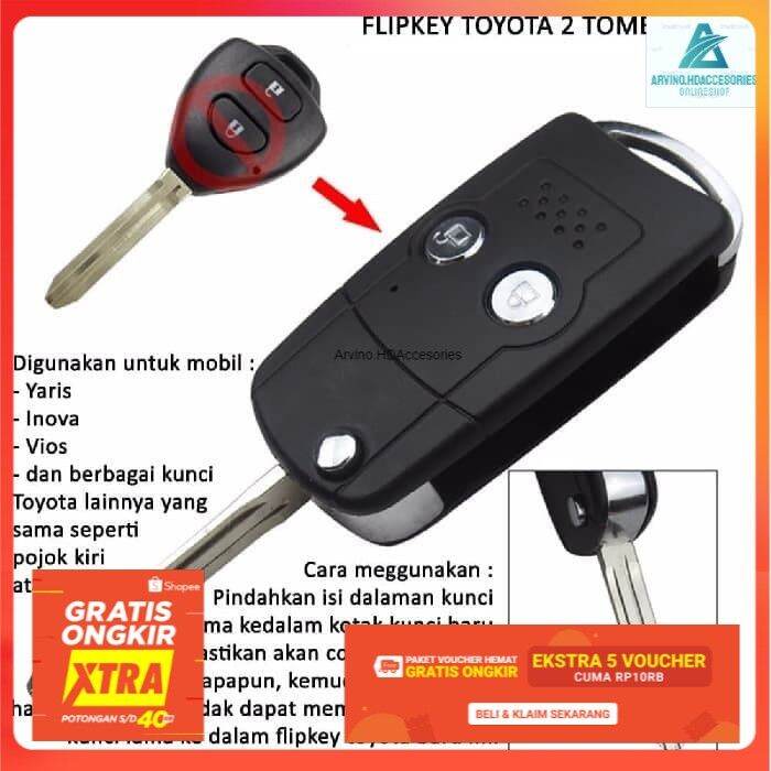 KESING KUNCI MOBIL Flip Key 2 tombol TOYOTA Model Baru Casing Kunci ...