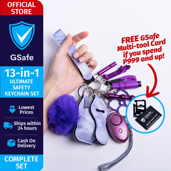 GSafe 13-in-1 Selḟ Defense Keychain Set with Personal Alarm Safety ...