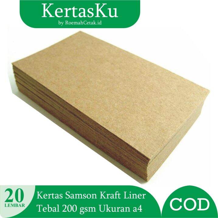 Kertas Samson Kraft Liner Tebal 200 Gsm Ukuran A4 Isi 20 Lembar