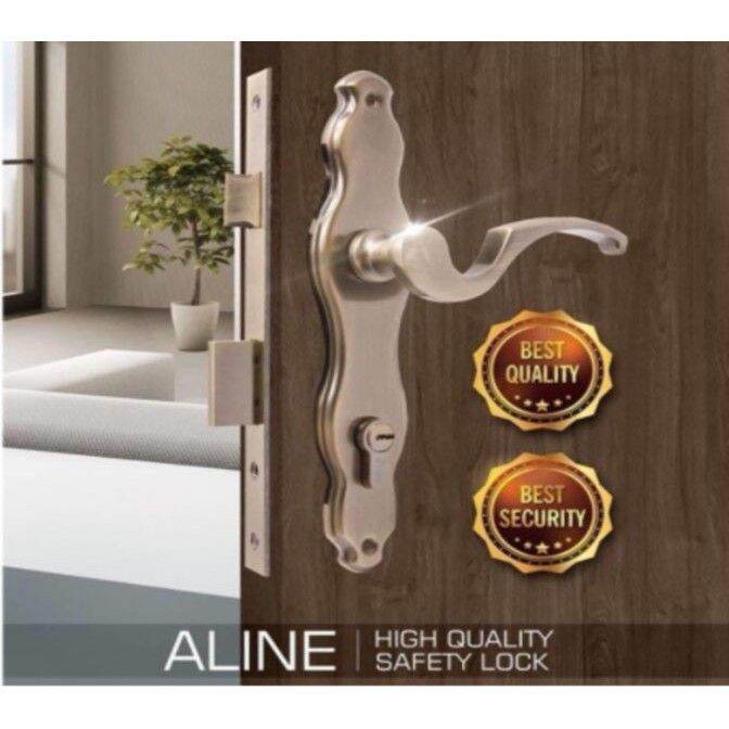 ALINE Dead Lock Handle Entrance Iron Door Gate Lock Set G015-41054 DB ...