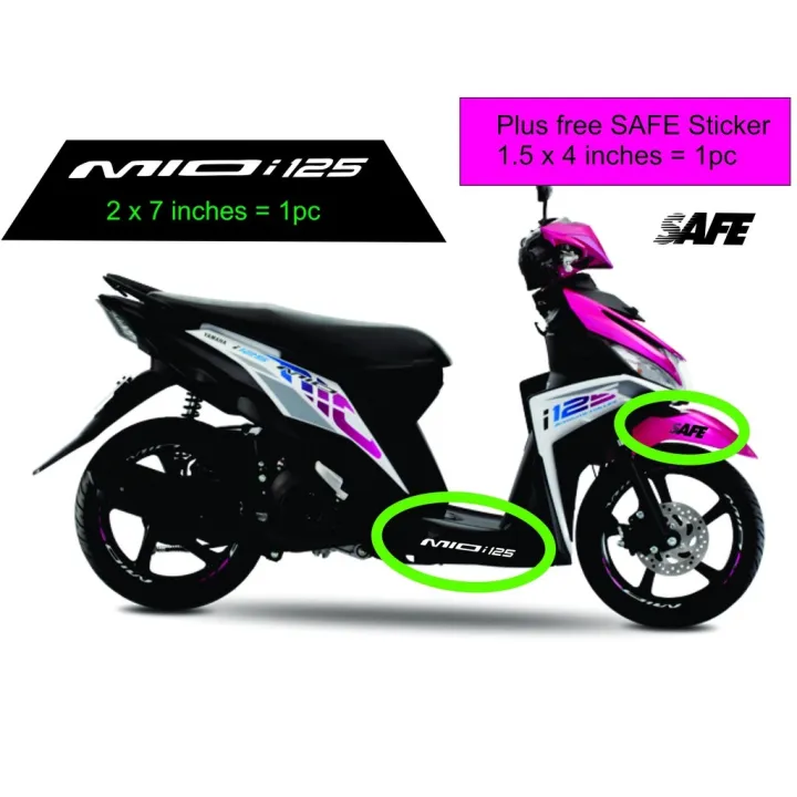 (White) MIO i 125 Sticker/Decal Vinyl plus free (Black) SAFE 1.5x4 ...