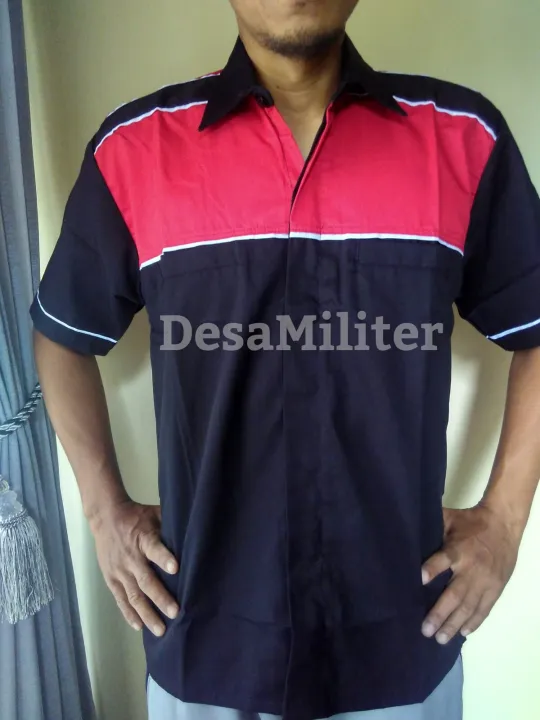Kemeja Kombinasi Hitam Merah - Seragam Bengkel - Seragam OB - Baju ...