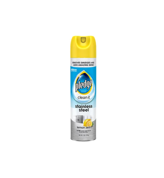 Pledge Stainless Steel Cleaner Spray, Lemon Zest, Aerosol Spray 9.7oz ...