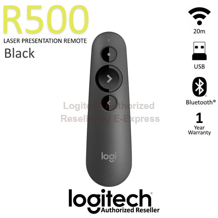 Logitech R500 Wireless Presenter Laser Pointer - Black (สีดำ) ประกัน ...