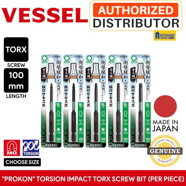 MADE IN JAPAN ORIGINAL Impact Torx Star Screw Bit Magnetic Screwbit T10 ...