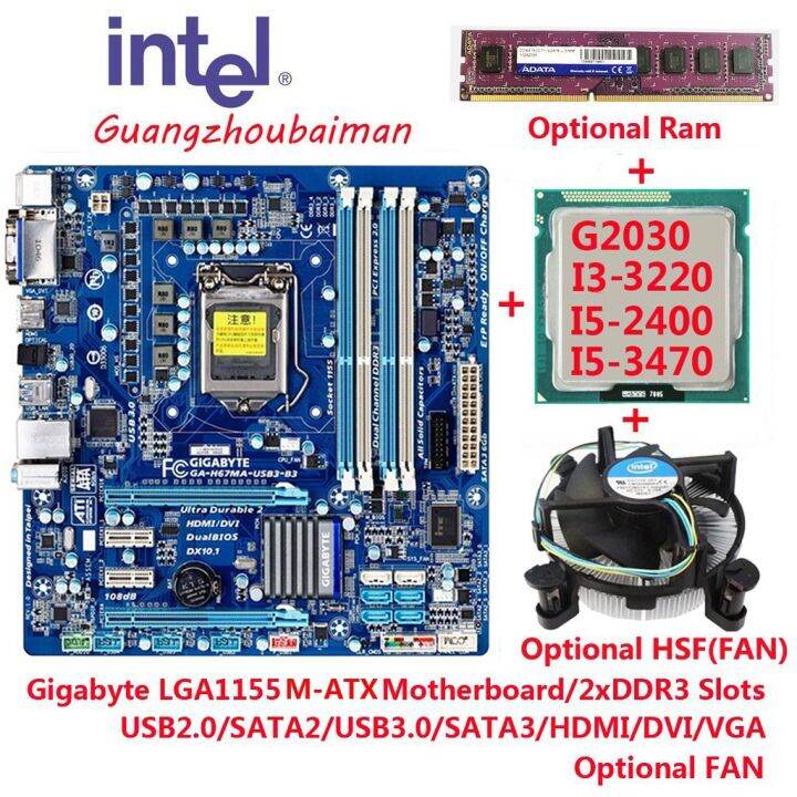 USED SET/ Bundle Intel I5-3470 Processor +GIGABYTE H67MA-USB3-B3 ...