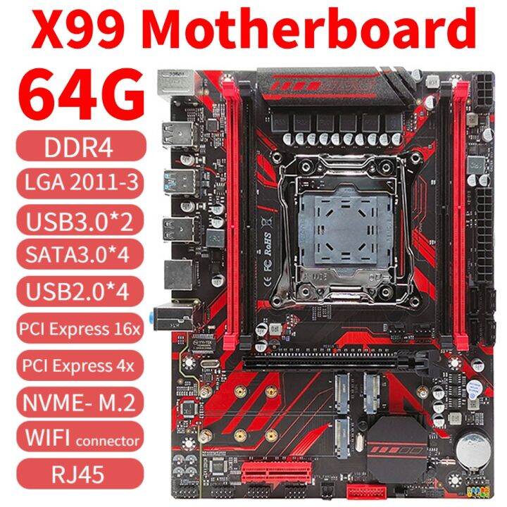 X99 LGA2011-3 64GB Motherboard Support DDR4 M.2 NVMe HDMI-Compatible ...