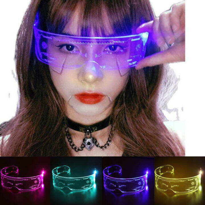 Halloween LED Luminous Glasses 4 Lighting Modes Electronic Visor ...