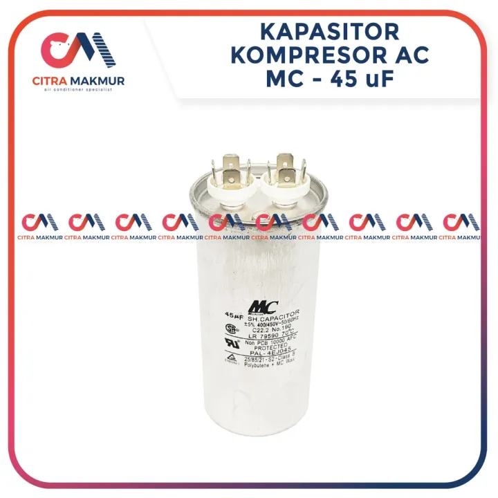 Kapasitor AC 45 uF MC Capasitor Outdoor Air Conditioner Kompresor ...