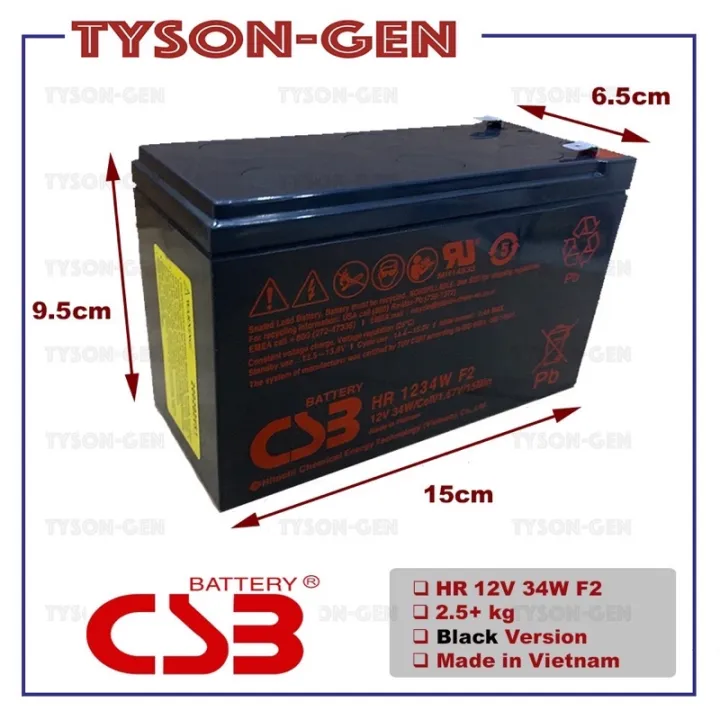 CSB UPS Battery 12 Volts Rechargeable 12V 34W 9Ah HRL 1234W F2 (Hitachi ...
