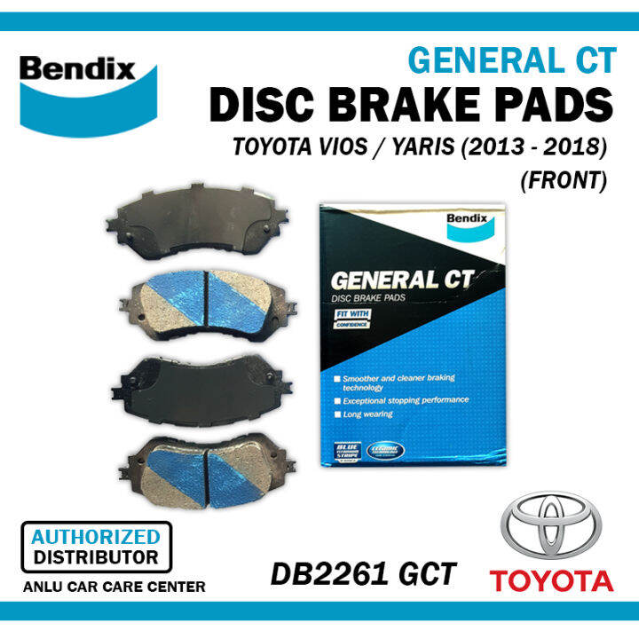 BENDIX BRAKE PADS 1 SET for TOYOTA VIOS / YARIS (2013 - 2018 model ) FRONT DB2261 / DB2261 GCT ...