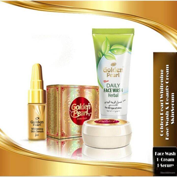GOLDEN PEARL WHITENING CREAM + Bubbly (New) Face Wash Cleanser + Serum 3IN1 Set FOR SMOOTH, FAIR ...