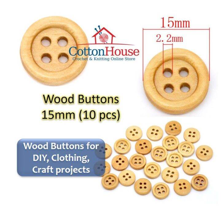 Natural Wood Buttons 10pcs 15mm Butang Kayu | Lazada