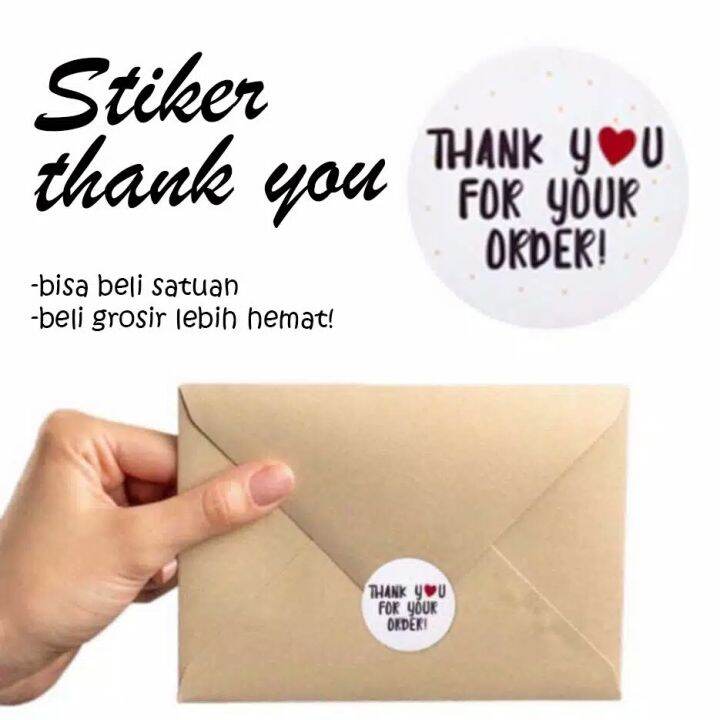 label bulat tulisan ucapan terima kasih sudah order thank you for order ...