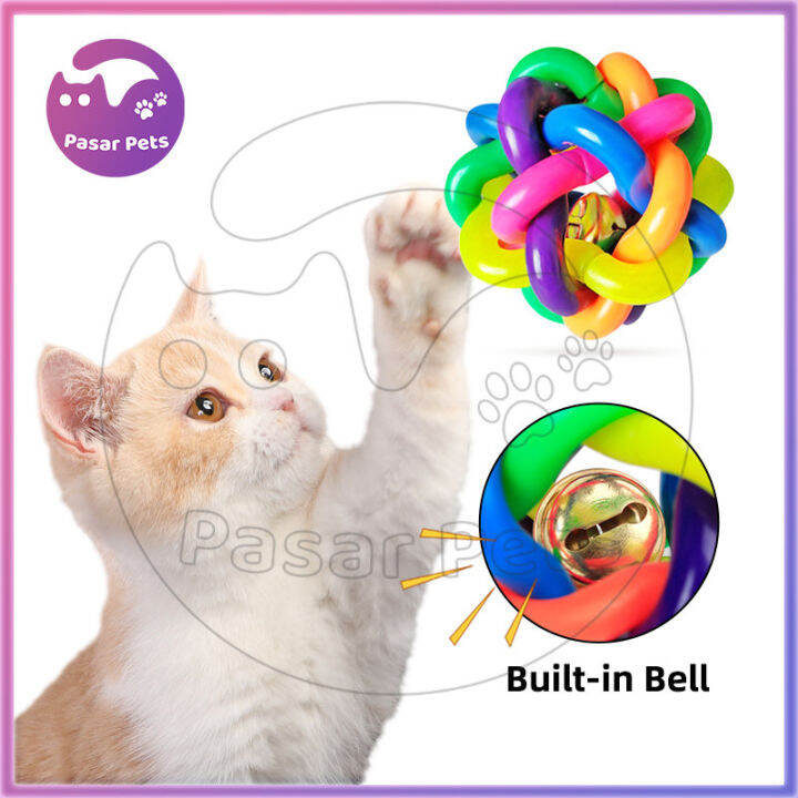 Mainan Bola Lonceng Kucing Karet Berwarna Bola Gigitan Anjing Mainan ...