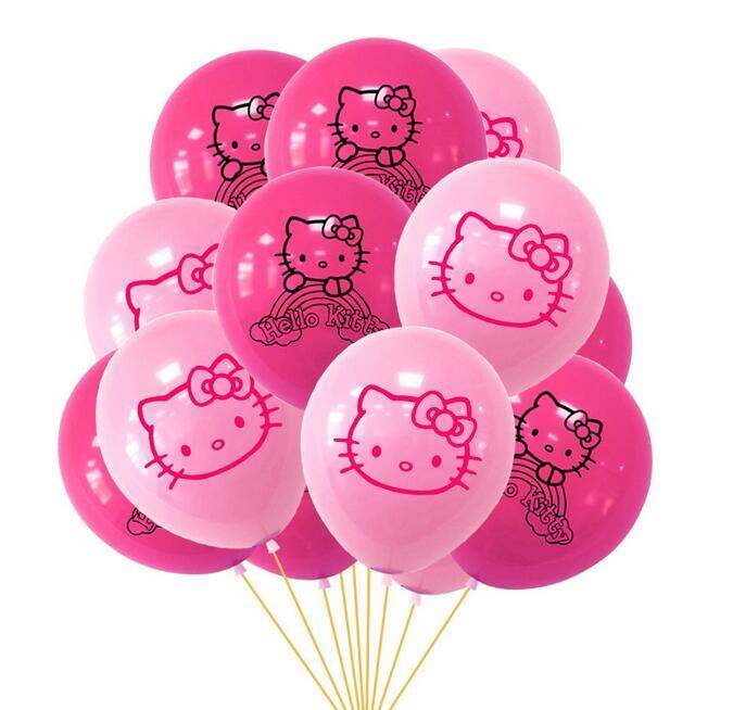 10 pcs Hello Kitty Birthday Decorations KT pink balloons 12 inch Kitty ...