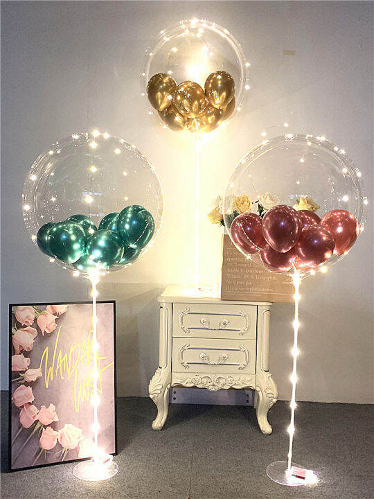 11pcs Bubble Balloons Set With LED Light Birthday Souvenir Christening ...