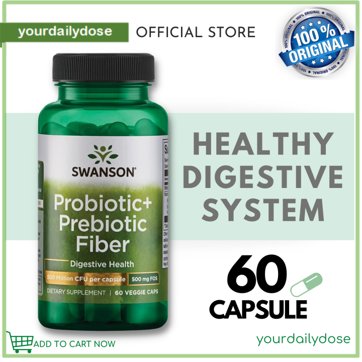 Swanson Probiotic+ Prebiotic Fiber for Friendly Flora Support 1 Billion ...