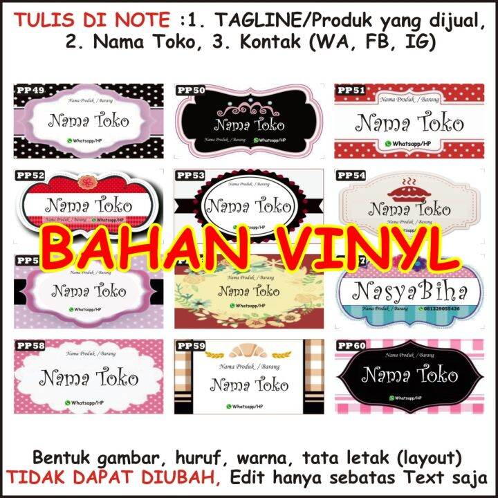 STIKER PERSEGI PANJANG BAHAN VINYL TRANSPARAN ISI 100 /STIKER PRODUK ...