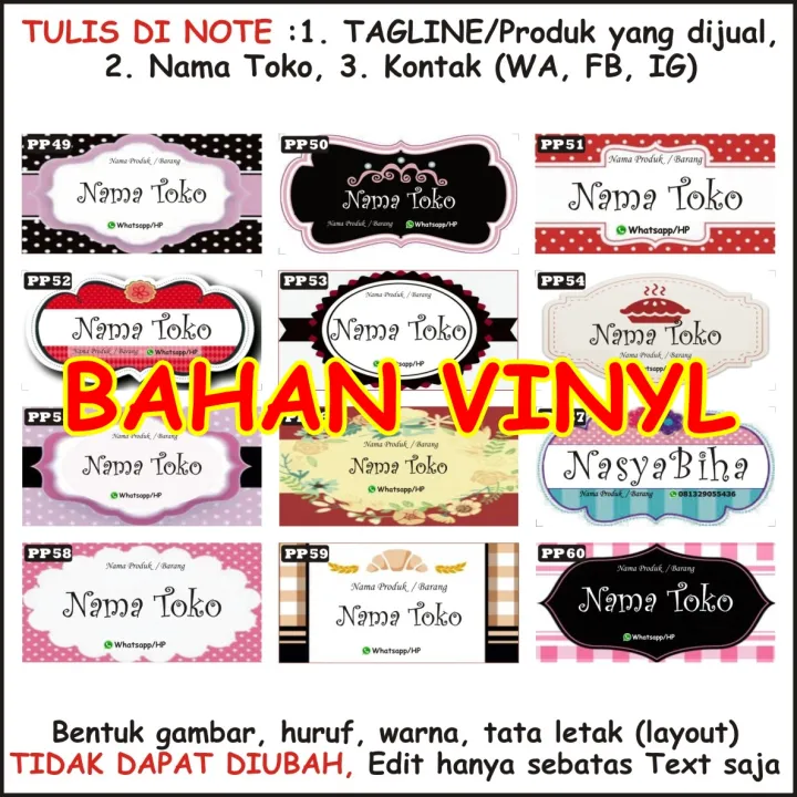STIKER PERSEGI PANJANG BAHAN VINYL TRANSPARAN ISI 100 /STIKER PRODUK ...