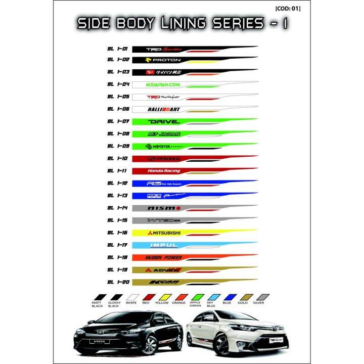 SIDE BODY STICKER alza myvi honda toyota axia bezza | Lazada