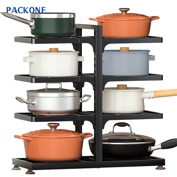PACKONE Stainless Steel Adjustbale Pan And Pot Rack 8 Layer Pot Rack ...