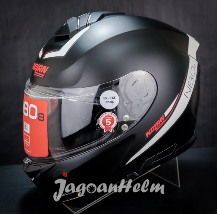 NOLAN HELM N808 STAPLE N-COM #053 | FLAT BLACK RED | N80-8 DUAL VISOR ...