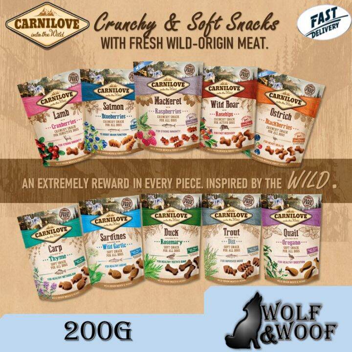 Carnilove Dog Snack Dog Treats 200g - (Carnilove Salmon 200g, Wild Boar ...