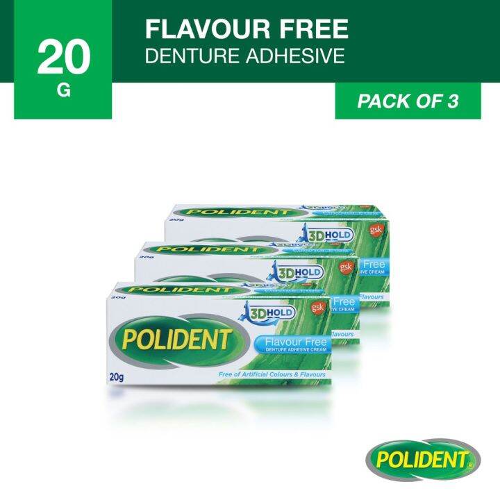 Polident Flavour Free Denture (Pustiso) Glue Adhesive Cream 20gx3tubes ...