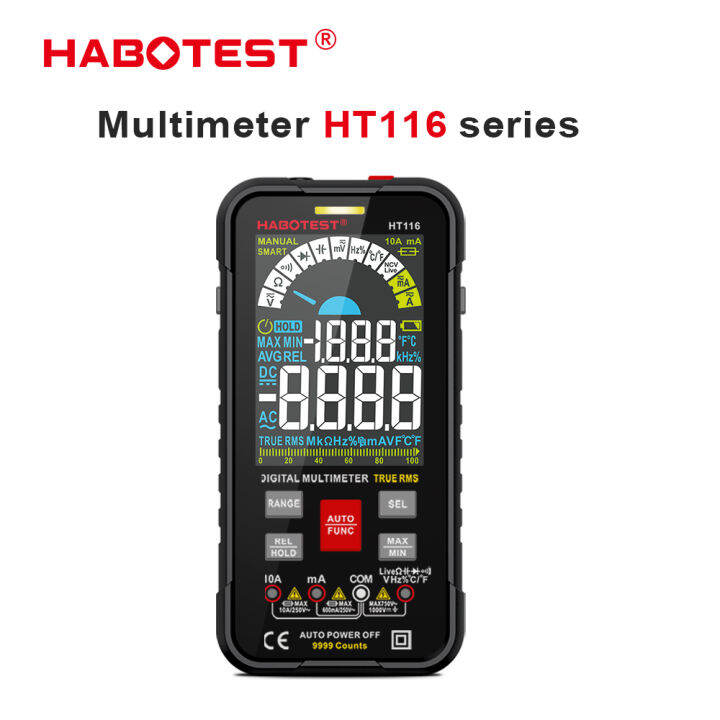 HABOTEST HT116 Intelligent Digital Multimeter 1000V AC/DC 1000Hz 10000 ...