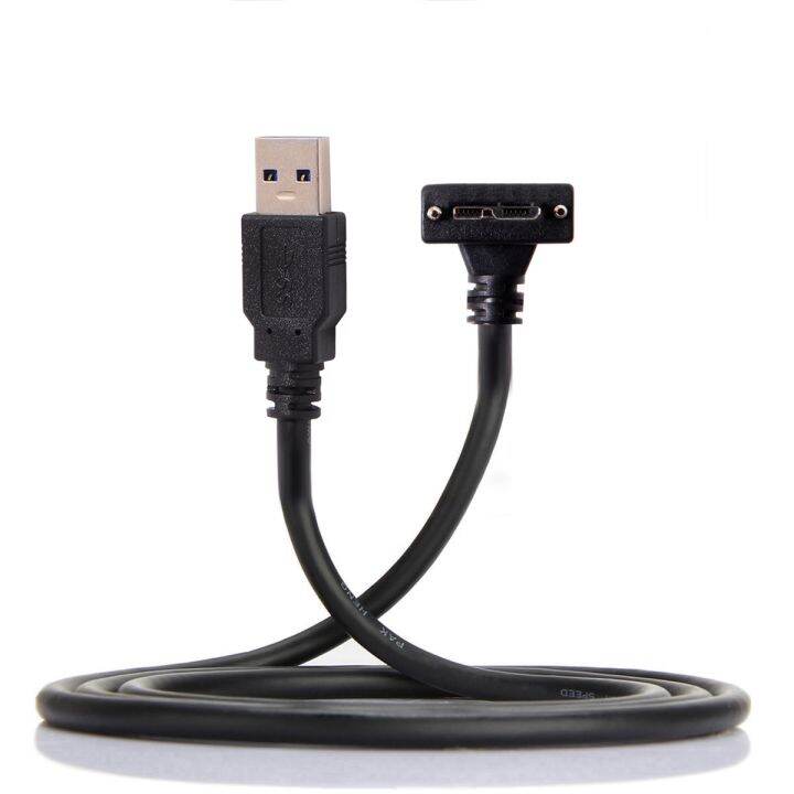 CY Cablecc 5m 90 Degree Down Angled Micro USB Screw Mount to 3.0 Data ...