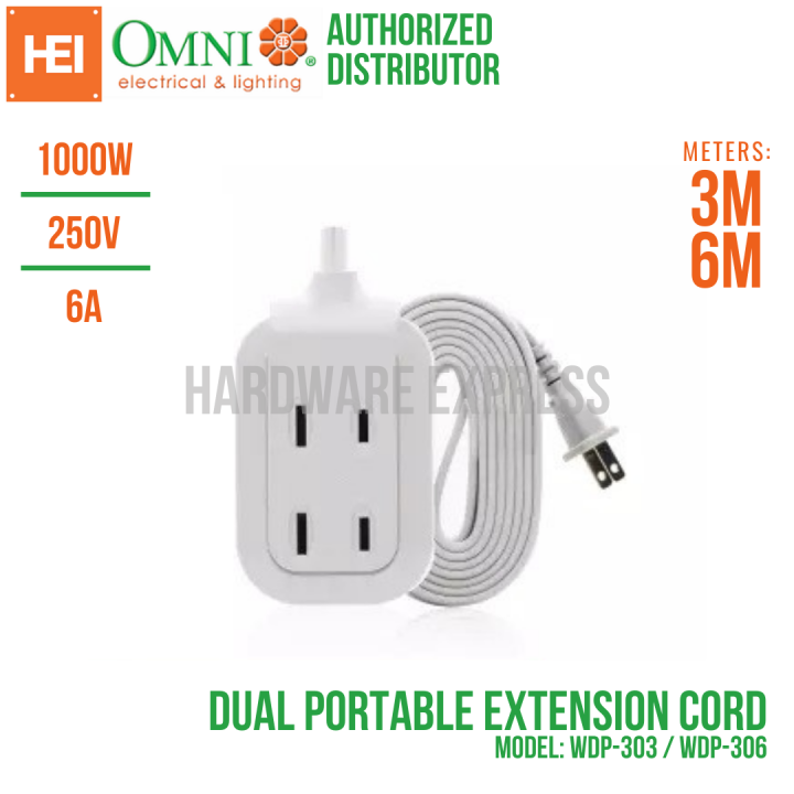 Omni Dual Portable Extension Cord Set 3M or 6M (WDP-303 / WDP-306 ...