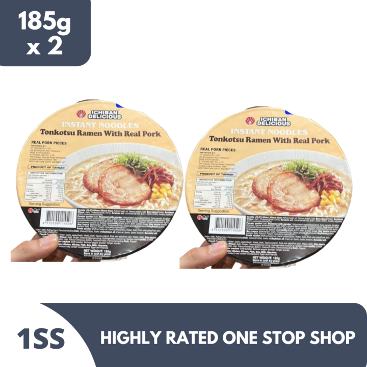 Ichiban Delicious Noodles Tonkotsu Ramen with Real Pork 185g x 2 | Lazada PH