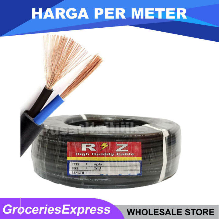 Kabel HYO NYYHY 2x1 5 Serabut Campuran PVC Hitam Kabel Listrik Fleksibel Lentur Per Meter ...