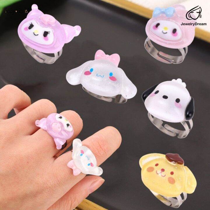 Kawaii Cartoon Cinnamoroll Kuromi Anime Finger Rings Cute Transparent ...