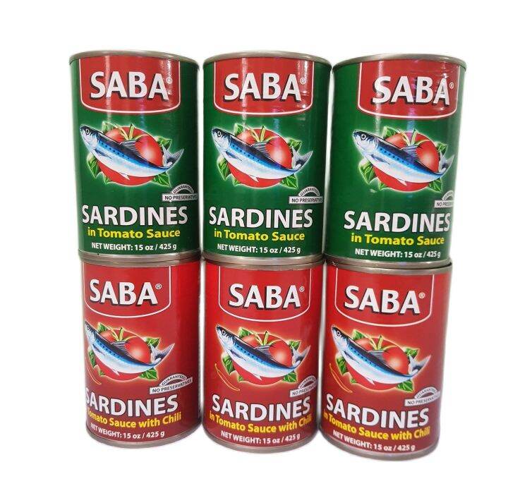 SABA Sardines in Tomato Sauce with & without chili - 6 cans Red & 6 ...