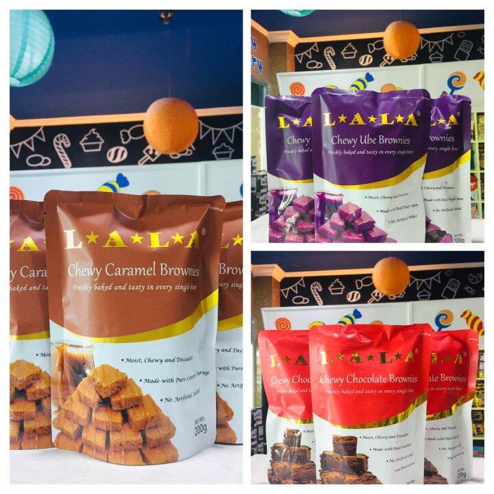 LALA Chewy Chocolate / Caramel / Ube Brownies 200grams | Lazada PH