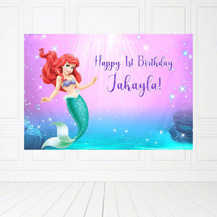 Custom Disney Princess Ariel Mermaid Theme Party Decor Banner Kids ...
