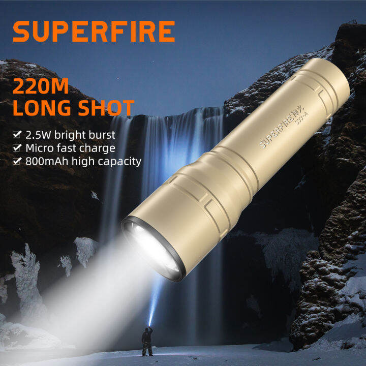 SUPERFIRE S33-A torch light portable super bright LED Mini flashlight waterproof built-in 800mAh ...