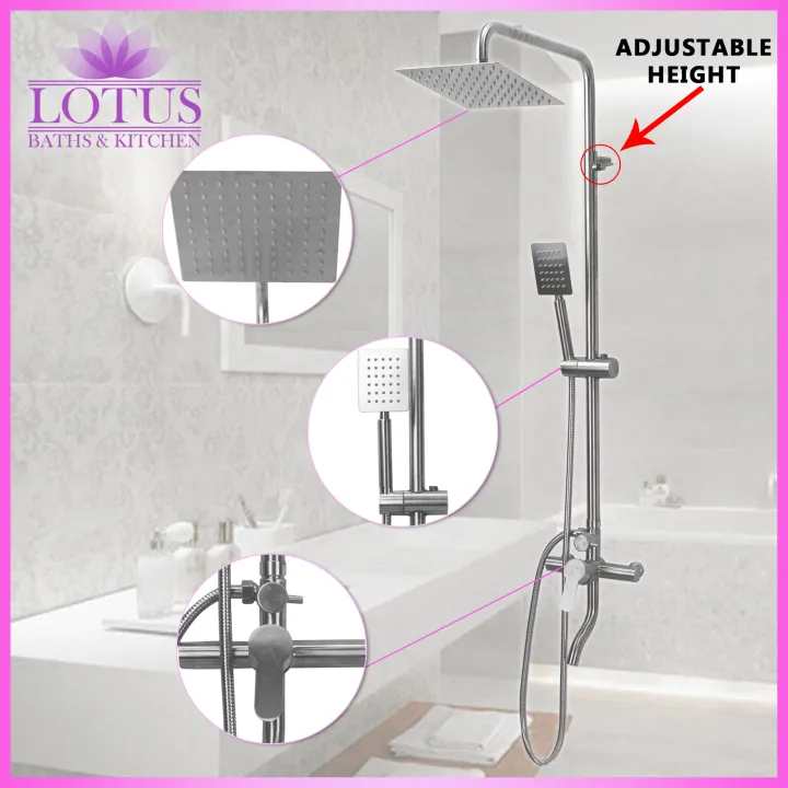 Lotus Baths A210B Adjustable Height Shower Set Bathroom Rain Shower ... Lotus Baths A210B Adjustable Height Shower Set Bathroom Rain Shower ...